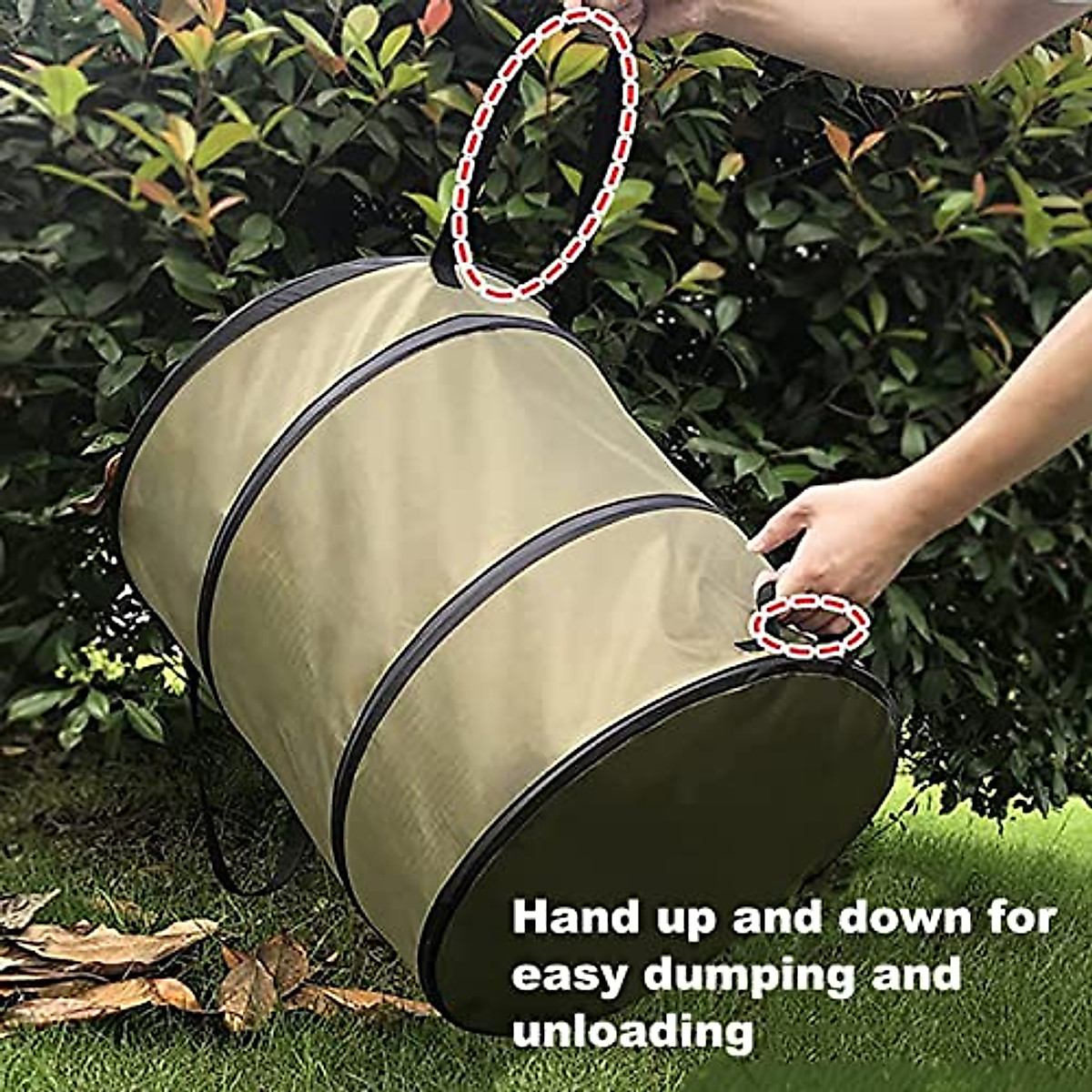 Collapsible Trash Can, 30 Gallon Large Collapsible Pop Up Recycling Leaf Bag Reusable Camping Trash Can with Handles, Waterproof and Tear Resistance, for Camping, Laundry, Storage, Garden (Green)