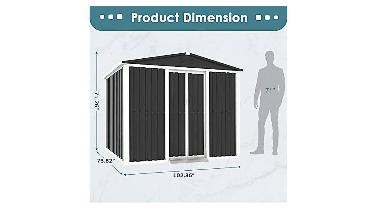 Betterland 6X8 FT Steel Outdoor Storage Shed