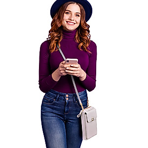 Ndsox Small Crossbody Bag Cell Phone Purse for Women, PU Leather Mini Messenger Shoulder Handbag Wallet with Credit Card Slots for Travel Vacation Daily, Light Purple