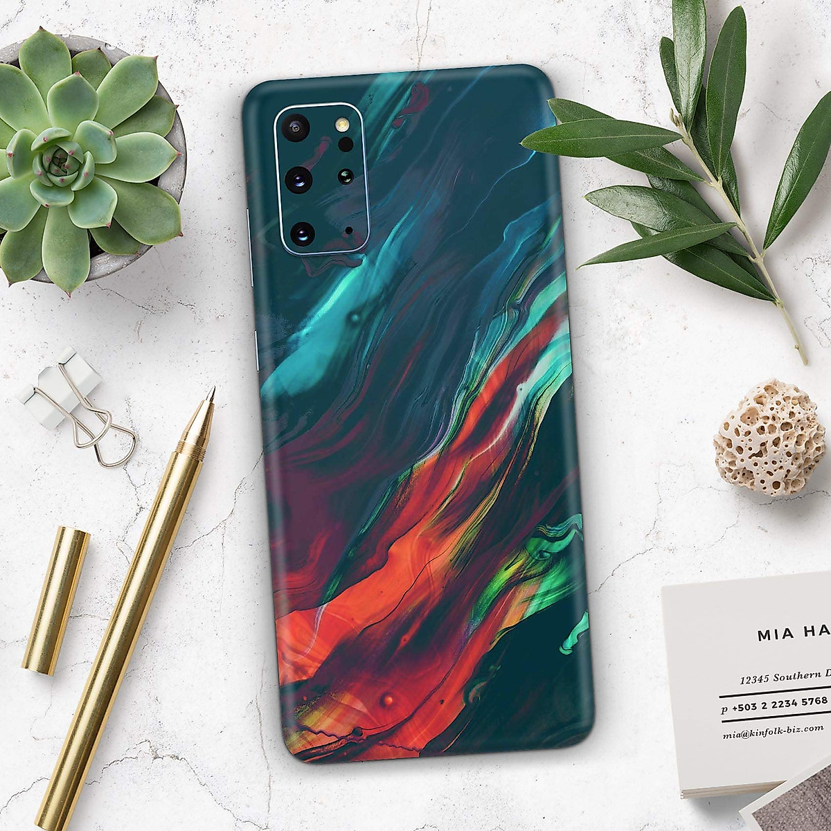 DesignSkinz Liquid Abstract Paint Remix V16 Protective Vinyl Decal Wrap Skin Cover Compatible with The Samsung Galaxy S20 (Screen Trim & Back Glass Skin)