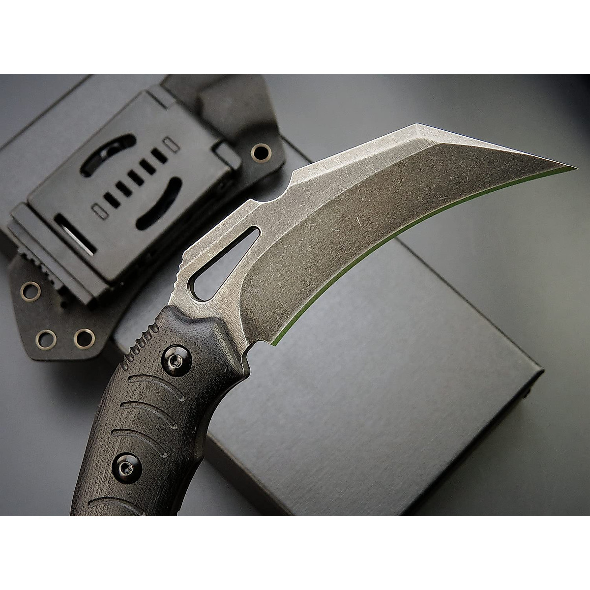 Ccanku C1298 Claw knife,Fixed Blade Knife,D2 Steel Blade+G10 Handle Outdoor EDC Tool Knives with Kydex Sheaths for Hunting, Survival, Camping(Black) …