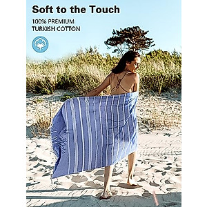 Dolxico Turkish Beach Towel Oversized 39x71 Turkish Cotton Sand Free Quick Dry Towel XL Turkish Towel Beach Blanket Light Bath Pool Travel Towel Beach Towels for Adults Beach Gifts Beach Accessories
