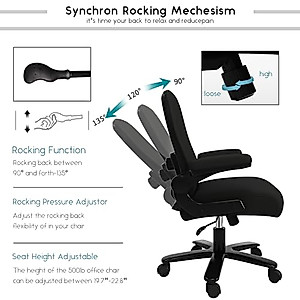 Ollega Big and Tall Office Chair 500lbs, Ergonomic Office Chair with Adjustable Lumbar Support, Heavy Duty Mesh Desk Chair Wide Seat, Black Oversized Computer Chairs for Heavy People