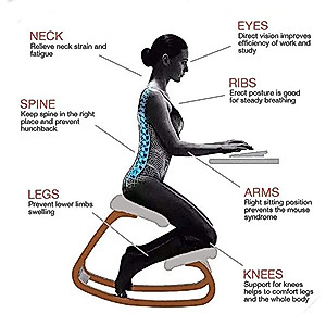XMSM Posture Correction Kneeling Chair Ergonomic for Office, Kids Angled Seat Learning Rocking Office Chair Knee Stool for Relief Men & Women, Teenager Hunchback,Poor Posture, Kyphosis, Etc