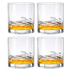 Barski Glass Tumbler - Old Fashioned - Whiskey Glasses - Classic Lowball - Set of 4 Tumblers - Rocks Glass - Bourbon - Scotch - Cocktails - Cognac - Frosted Design - 12 Oz. - Made in Europe
