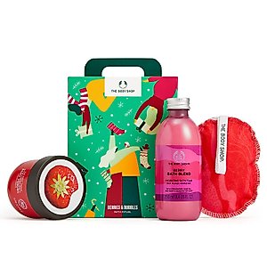 The Body Shop Berries & Bubbles Bath Ritual Gift Set, Strawberry Juice and Berries, Hydrating & Moisturizing Skincare for Dry Skin, Vegan, 3 Items, Fruity