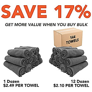 Arkwright Bleach Safe Sr. Salon Towels - (Pack of 12) 100% Ring Spun Cotton Super Soft, Lightweight, Quick Dry, Absorbent Hand Towel for Hotel, Spa, Cosmetology, 16 x 28 in, Charcoal