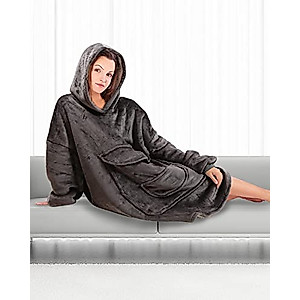 SHEJIZE Oversized Wearable Blanket Hoodie for Adults Sherpa Sweatshirt Hooded Sweatshirt Lounging Blanket Pullover