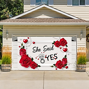 Labakita She Said Yes Backdrop for Photoshoot, Engagement Party Backdrop Sign, Bridal Shower Bachelorette Engagement Party Decoration Supplies, Wedding Engaged Photoshoot