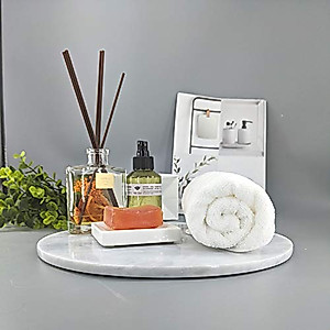 BustleDust 100% Natural Marble Pastry Board for Food, Tea, Coffee, Breakfast, Snacks, Cheese, Appetizers - Use in Kitchen, Bathroom, Office - Natural Marble (Gray White,Glossy Surface)