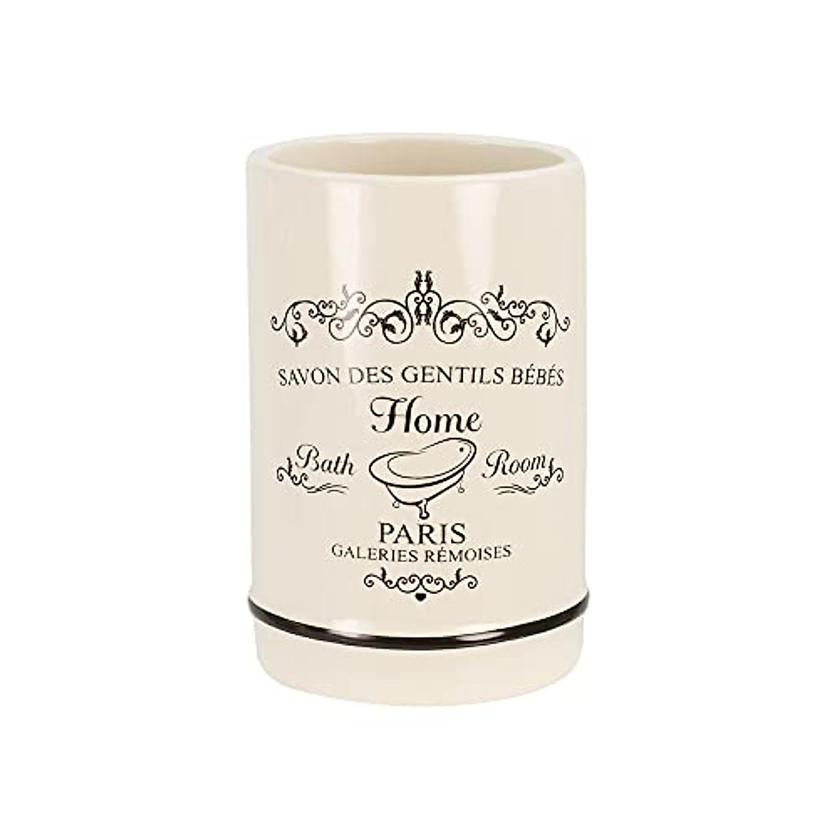 Home Basics Paris Collection 4 Piece Bathroom Accessories Set Featuring a Soap Dispenser, Toothbrush Holder, Tumbler, and Soap Dish