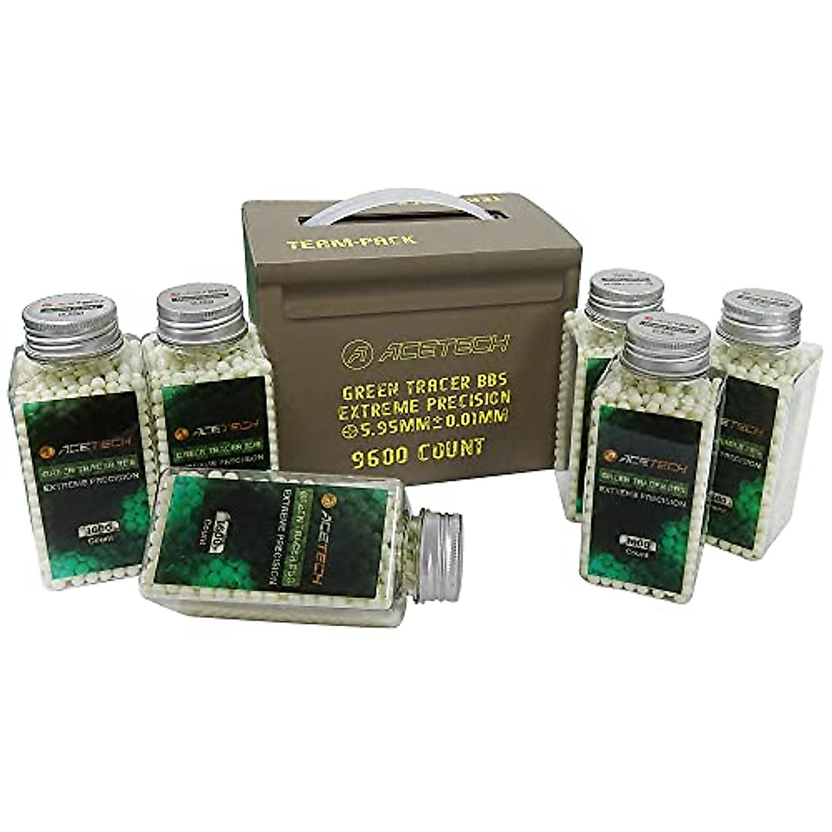ACETECH Team-Pack Set 6 Bottles Green Tracer BBS (0.25g 9600CT)