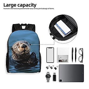 RLDOBOFE Sea Otter Backpack For Women Men Travel Laptop Backpack Rucksack Casual Daypack Lightweight Travel Bag
