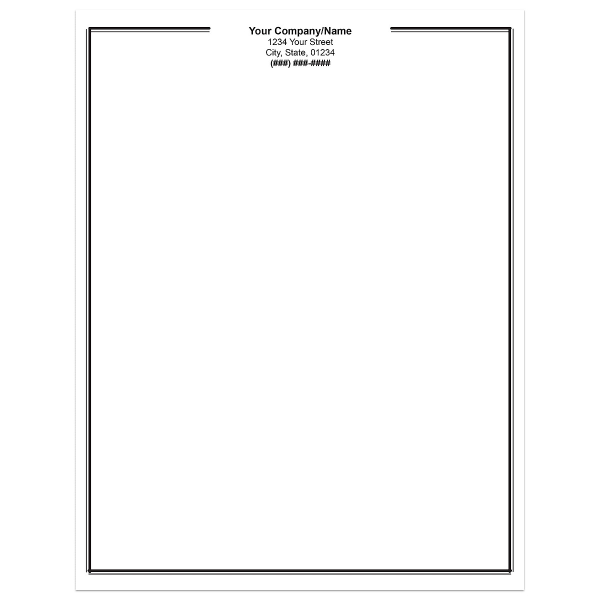 Premium Custom Printed Letterhead Stationery 100 Pack - 8.5" x 11" Standard Letter - Recycled, Smooth, Linen, Etc. - Made in the U.S.A. (Line Break)