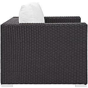 Modway Convene Wicker Rattan Outdoor Patio Arm Chair with Cushions in Espresso White