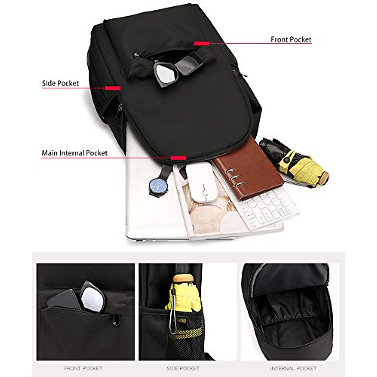 Mello Backpack Marshmallow Backpack Glow in Dark Smile Laptop Backpack for Boys w/USB Headphone Ports & Cables & Lock (M)