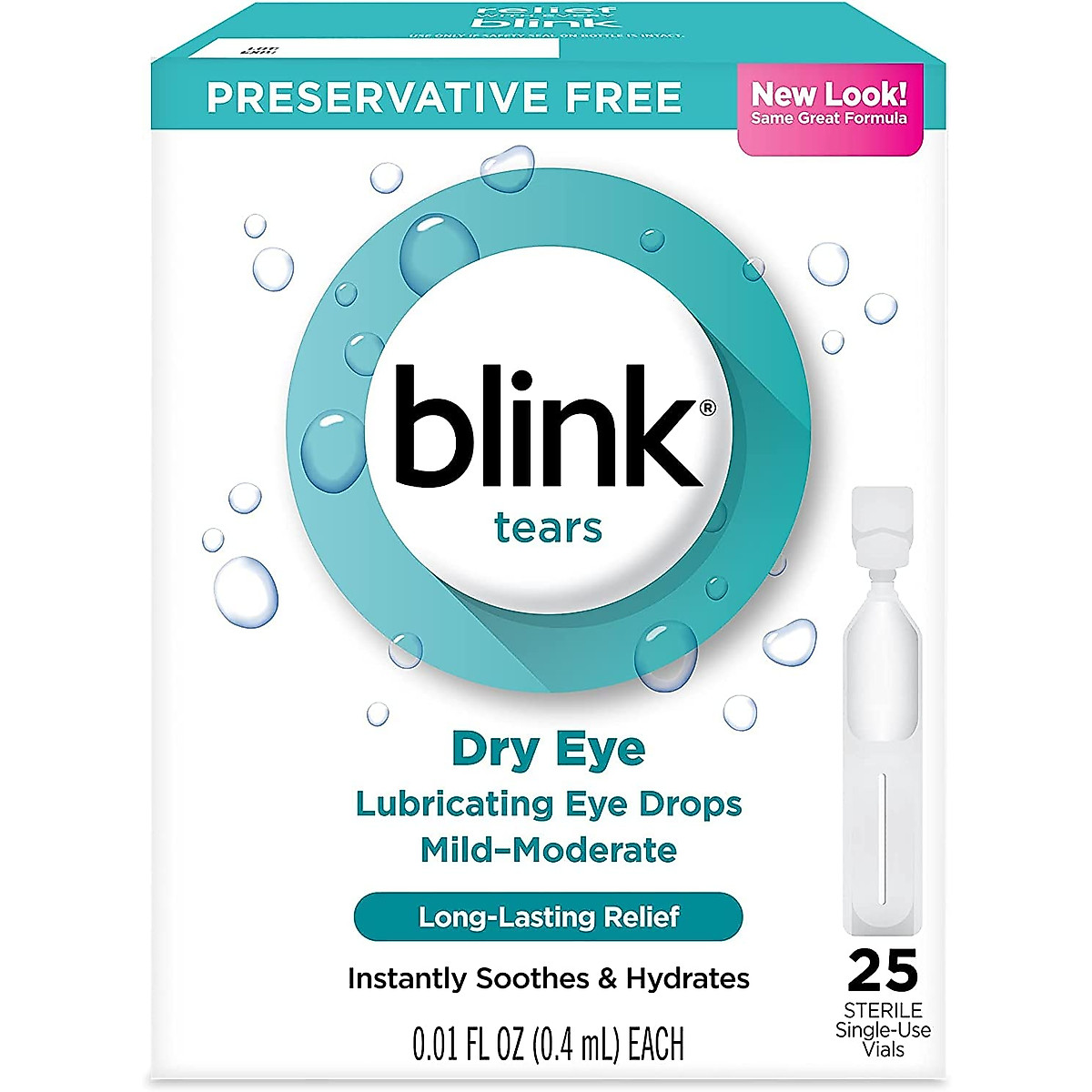 blink Tears Lubricating Eye Drops Mild-Moderate Dry Eye 25 Each,0.01 Fl Oz (Pack of 25)