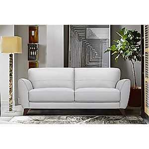 Armen Living Jedd Leather Sofa, Dove Grey