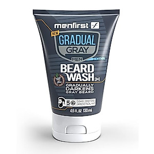 MENFIRST Gradual Gray Darkening Beard Wash - Gray Reducing Beard Wash, Beard Color Shampoo for Men - Hypoallergenic & Harsh Chemical-Free Beard Dye for Men - For Dark Shades, 4.6 Fl Oz (Pack of 1)