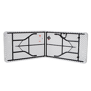 COSCO Fold-in-Half Banquet Table w/Handle, 8ft, White