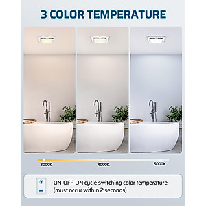 DEWENWILS Bathroom Exhaust Fan with Light, 14W Ceiling Mount Ventilation Fans, 80 CFM 1.5 Sones Bathroom Vent Fan with Light for Home, 800lm LED Light 3000K/4000K/5000K 3CCT Adjustable, White