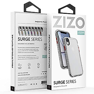 Zizo Surge Series for iPhone XR Case - Sleek Clear Case Customizable Buttons - Clear