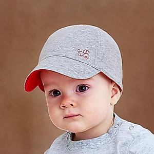 Keepersheep Baby Reversible Baseball Cap Infant Sun Hat, Shell Embroidery Cotton (Gray-New Size, 6-12 Months)