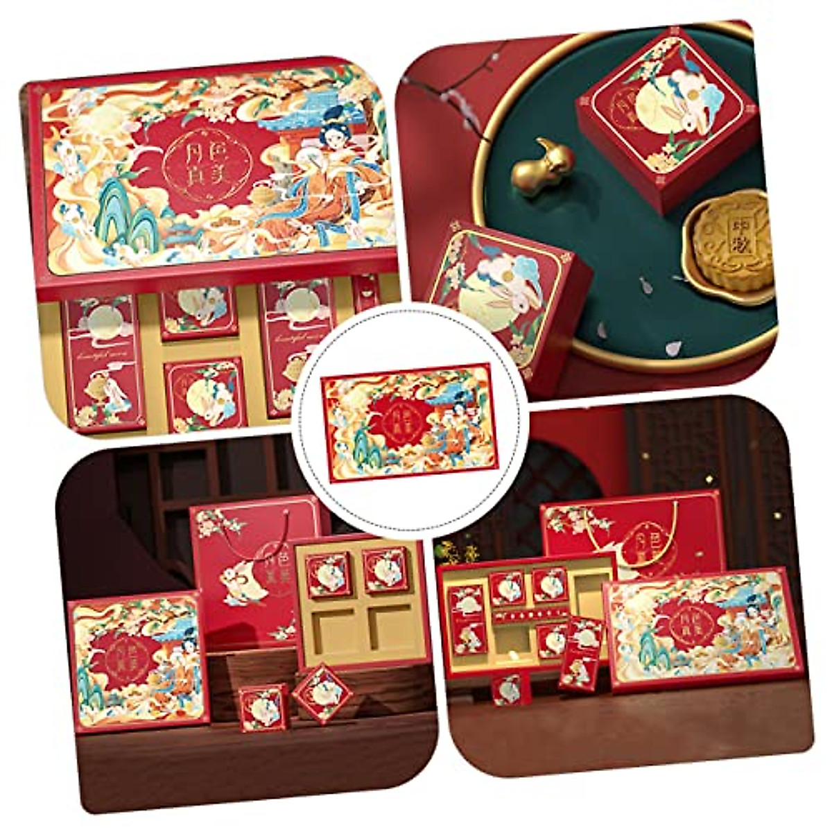 Abaodam 1 Set Moon Cake Box Dessert Containers Mini Paper Cups Mini Muffins Mooncake Packaging Box Christmas Muffin Boxes Bakery Wrapping Box Mid-autumn Festival Supply Moon Cake Case Gift