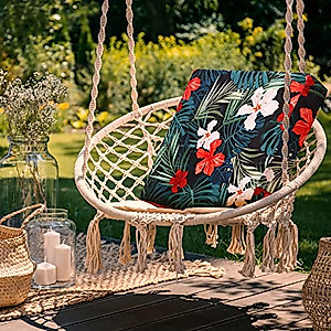 Panelee 6 Pcs Patio Cushion Covers Square Chair Seat Cushion Slip Covers Waterproof Outdoor Cushion Covers Replacement Water Repellent Slipcover with Ties for Sofa Furniture Bench (20 x 20 x 4 Inch)