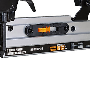 Freeman PP123 Pneumatic 23-Gauge 1" Micro Pinner Ergonomic and Lightweight Nail Gun with Safety Trigger and Pin Size Selector for Crafts, Moulding, and Picture Frames