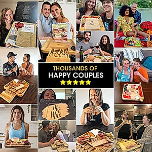 DELUXY Mr and Mrs Cheese Board - Perfect Christmas Gifts For Couples, Wedding Gifts For Couples Unique 2022, Bridal Shower Gifts For Bride, Anniversary, His and Hers, Couples Gifts For Husband & Wife