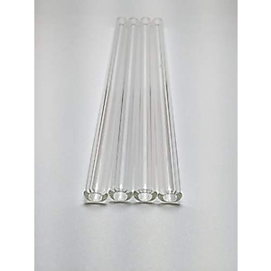 Thetrazspot Crystal clear straight glass straw set of 4 with cleaning brush 9.5mm x 8 inch