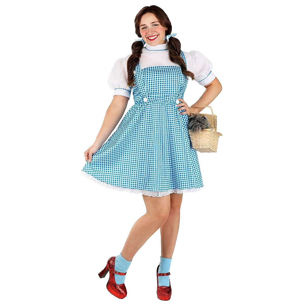 Rubie's womens Wizard of Oz Adult Dorothy Dress and Hair Bows Costume, Blue/White, Teen US