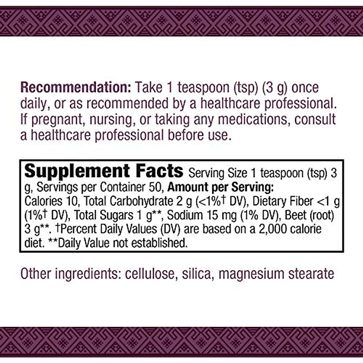 Nature's Way Premium Herbal Beet Root Powder, 3 g per serving, 5 oz