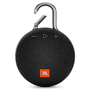 JBL Clip 3 Portable IPX7 Waterproof Wireless Bluetooth Speaker with Built-in Carabiner, Noise-Canceling Speakerphone and Microphone, Black (Renewed)