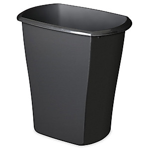 Sterilite 10538006 10 Gallon Ultra Plastic Wastebasket Trash Can for Home Bedrooms, Kitchens, or Office Spaces, Black, 6-Pack