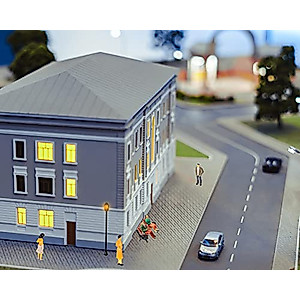 64 Pcs Railway Scenery Model Trains Architectural 1: 50 Scale Painted Figures Include Miniature People Mini Cars Light Lamp Bench Lawn White Colored Lines Trees Train Accessories for Micro Scene DIY