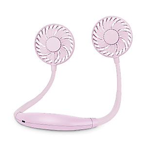 SkyGenius Rechargeable Hand Free Portable Neck Fan, Battery Operated Mini Personal Necklace Fan(Pink)