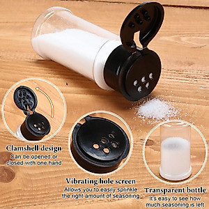50 Pcs Plastic Spice Jars with Shaker Lids Spice Containers Plastic Spice Bottles Seasoning Shaker Jars 3.3 Oz/ 100ml Seasoning Shaker for Storing Spice, Herbs and Seasoning Powders (Black)