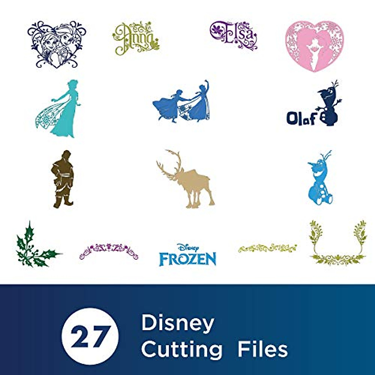 Brother ScanNCut Disney Frozen HomeDeco Pattern Collection 1 CADSNP04, 27 Designs with Olaf, Elsa, Anna & More, Vinyl Wall Art, Iron-on Transfers for Clothing, DIY Stencil Templates, Party Decorations