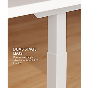 FLEXISPOT Corner Desk Dual Motor L Shaped Computer Electric Standing Sit Stand Up Desk Height Adjustable Home Office Table with Splice Board, 71x48 White