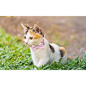 IDOLPET 4PCS Cat Collar Small Floral Cat Collar Safety Quick Release with Bell Cat Collar Adjustable Cat Collar with Bowtie for Cat Pup Kitty