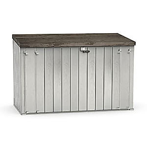 Toomax Stora Way All-Weather Outdoor XL Horizontal 7' x 3.5' Storage Shed Cabinet for Trash Can, Garden Tools, & Yard Equipment, Taupe Gray/Brown