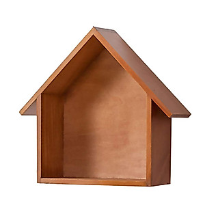 VOSAREA 1pc Rustic Shelf Wall Storage Shelf Flower Pot Stand Farmhouse Wall Shelf Floating Shelves Picture Ledge Shelf Vintage Ornaments Wall Storage -Mounted Small House Bamboo