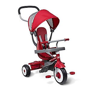 Radio Flyer 4-in-1 Stroll 'N Trike, Red Tricycle for Toddlers Age 1-5, Toddler Bike