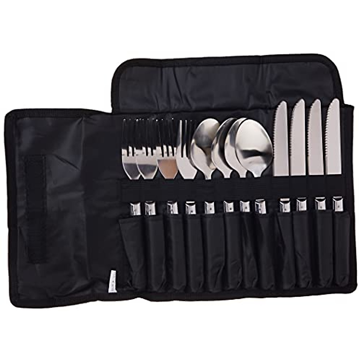 Coleman Stainless Steel Flatware Set with Plastic Handles, 12-Piece , Black