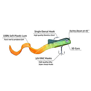 MIZUGIWA 8"/20cm 45g Pike Musky Dawg Fishing Soft Bait Lure,Zabder Freshwater Tackle Bull Coarse Pack of 4 +12"/30cm 115g Pike Musky Dawg Fishing Soft Bait Lure Fishing Tackle Pack of 2