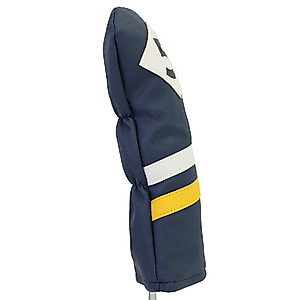 Majek Retro Golf Headcovers Blue White and Yellow Vintage Leather Style 1 & 5 Driver Fairway Head Cover Fits 460cc Drivers Classic Look