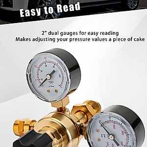 ATPEAM Argon CO2 Regulators Gauges | Gas Welding Regulator CGA580 Compatible with Miller Lincoln Mig Tig Weld 0-4500PSI / 0-10BAR 2" Dual-Gauges Female 5/8" and Male 9/16" Outlet