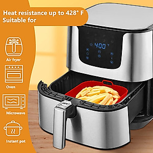 4 Pack Square Silicone Air Fryer Liners for 4-7 QT Air Fryers, Reusable Air Fryer Silicone Liners, Heat-Resistant Air Fryer Liners Silicone Material, BPA Free and Dishwasher Safe